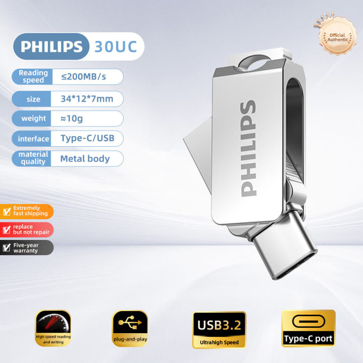 Philips 128GB Ultra Dual Drive Go USB Type-C Flash Drive Thumb Drive ...