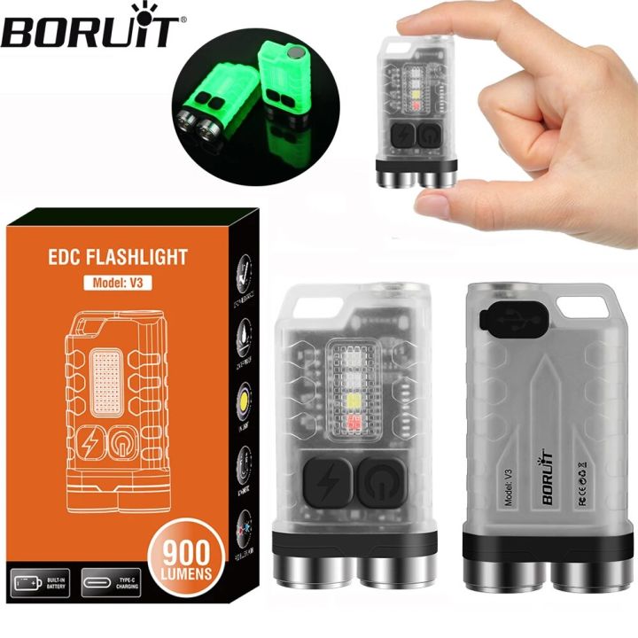 BORUiT V3 Mini LED Flashlight Portable Keychain Torch Type-C ...