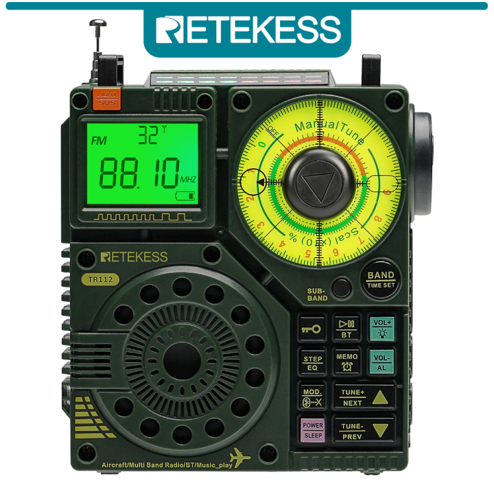 RETEKESS TR112 Portable Shortwave Radio AIR AM FM VHF SW WB Receiver ...