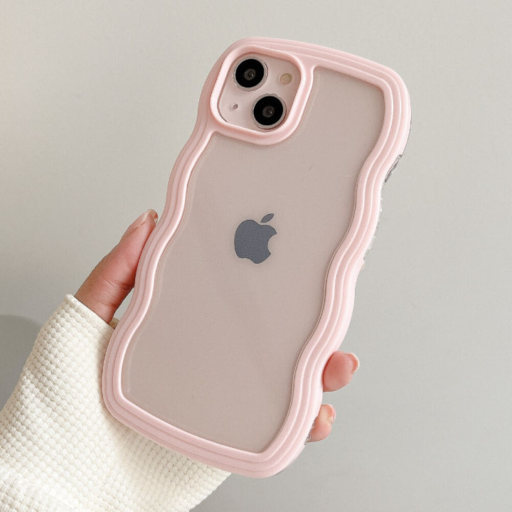 HOCE Fashion Cute Clear Curly Wave Cases For iPhone 13 12 11 14 15 16 ...