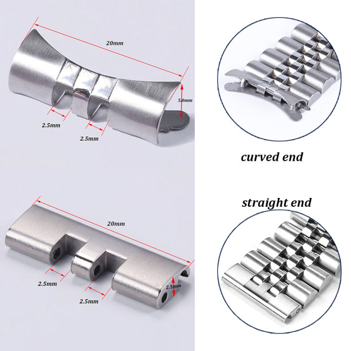 2pcs Stainless Steel Straight Curved End Link 20mm 22mm for Seiko ...