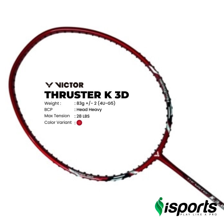 Malaysia Imported Victor Thruster K 3D Unstrung Badminton Smash Racket ...