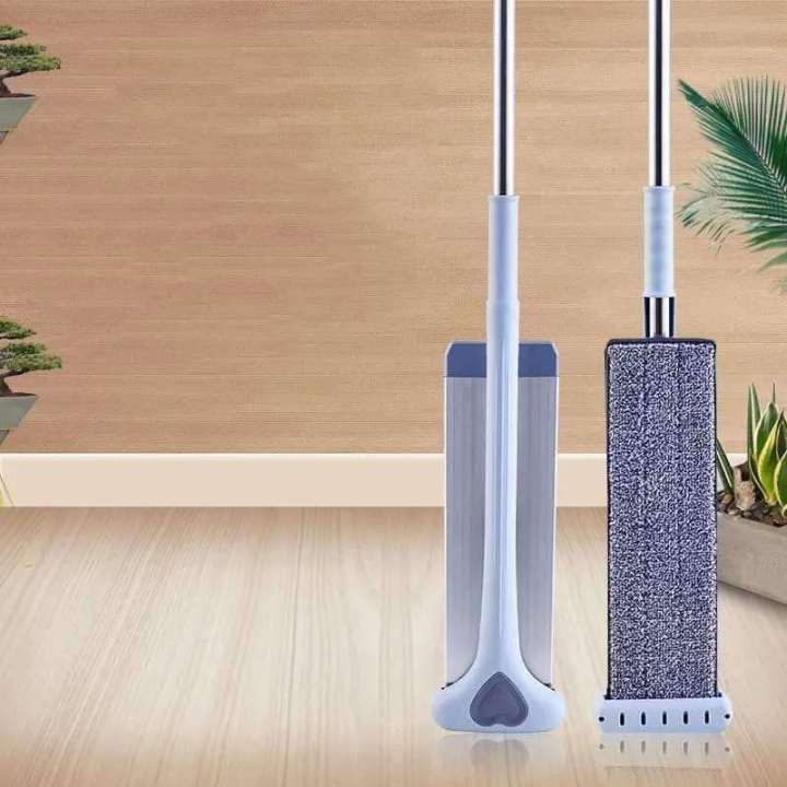Almunium dry mop Flat Mop 360 Degree Rotation Squeeze Mop No Hand Wash ...