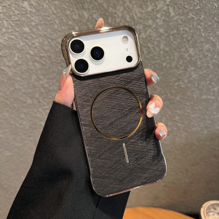 HODON Fashion Gold Wire Pattern Phone Case For iPhone 17 Pro Max 17 Air Slim Plating Frameless ...