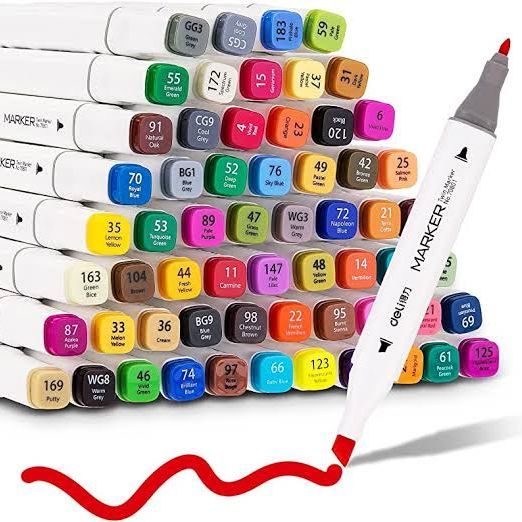 Deli 60 Colors Markers Set, Double Tipped Fine & Chisel, Markers for ...