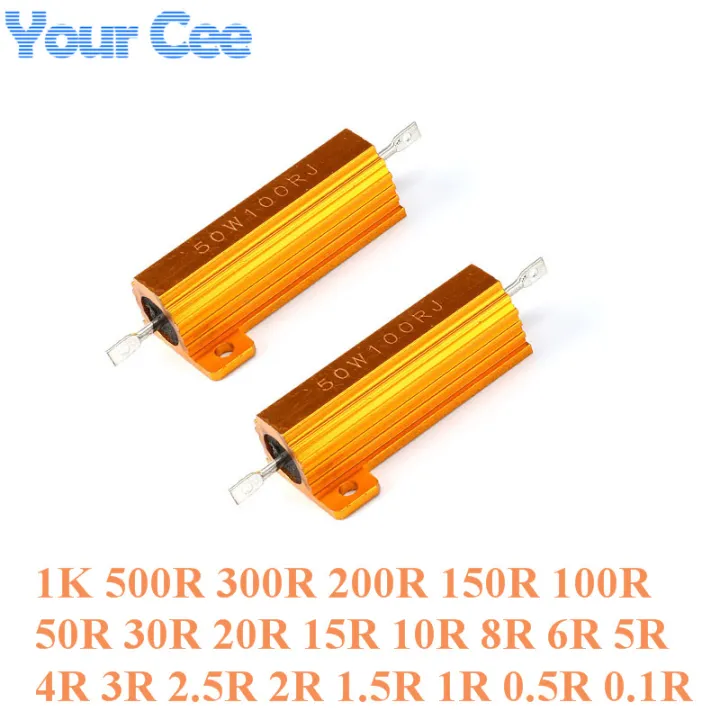 2PCS 50W Aluminum Power Metal Shell Case Wirewound Resistor 0.01R ~ 100K 1 6 8 10 20 200 500 1K ...