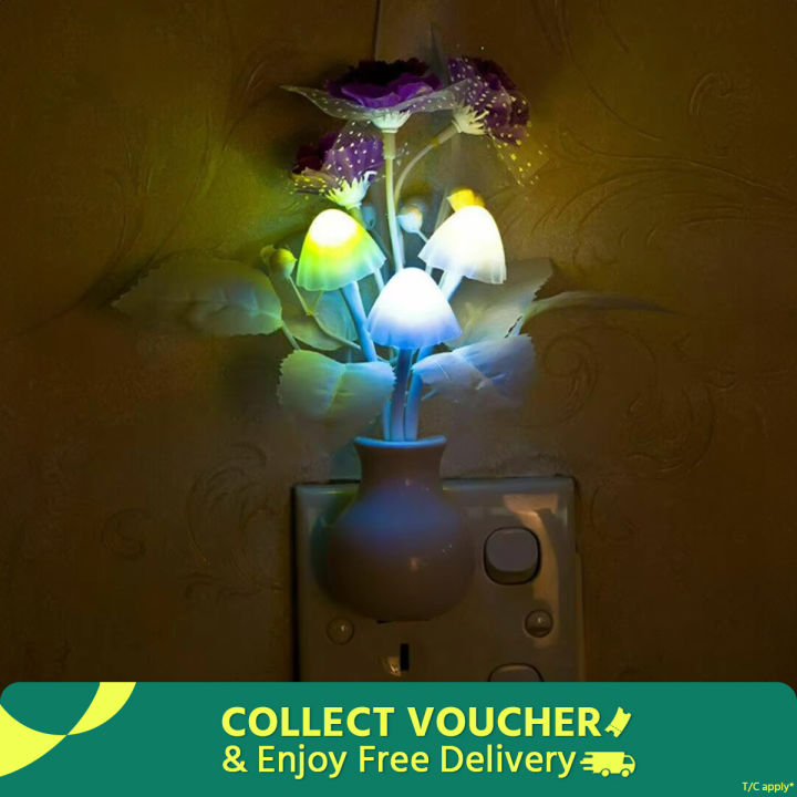 New Creative Colourful Led Night Light Luminous Vase Plug-in Smart Lamp ...
