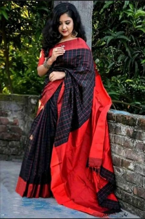 Red Color Check Exclusive Half Silk 12 Hand Saree for Women From ...