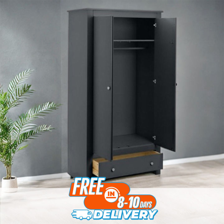 2 Part Cloth Storage with Coat Hanger Almirah /2 Door Wardrobe with ...