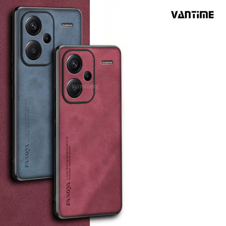 Vantime for Xiaomi Redmi Note 13 Pro+ Plus 5G Case Soft Pure Leather Slim Matte Back Cover ...