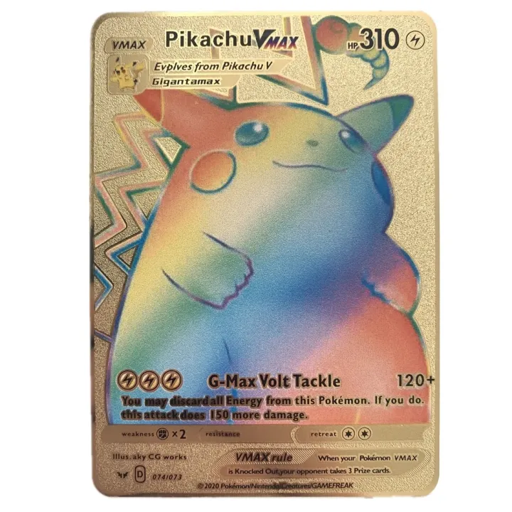 【Lejia】2021 New Pokemon Metal Dragon Vmax V EX Metal Card Pikachu Game ...