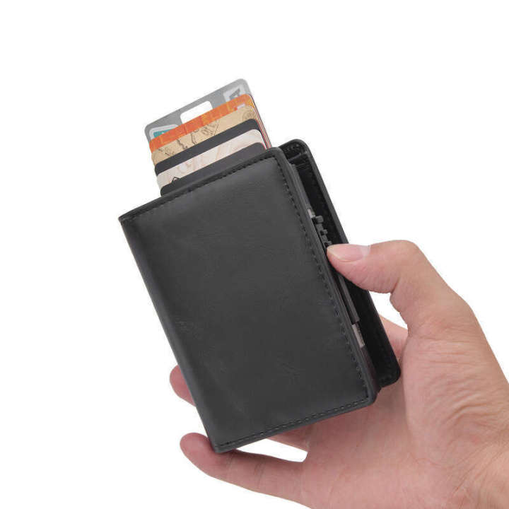 2020 New Men Men's Short Anti Theft Swipe Wallet Clip Elastic Aluminum ...