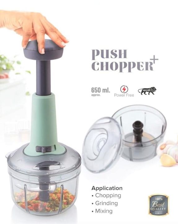 Mini Push chopper 3 in 1 Quick & Easy 3 Blade Manual Hand-Press ...
