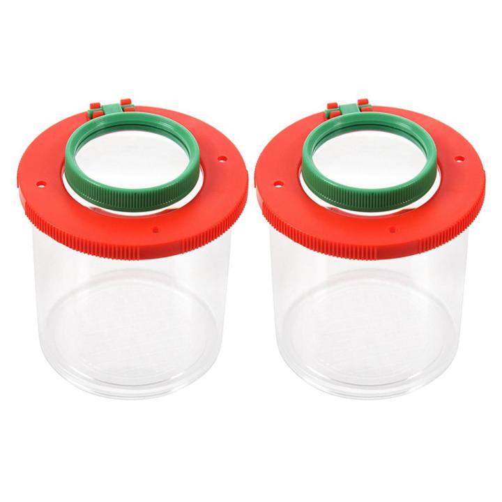 2Pcs 4X Two Lens Insect Viewer Locket Box Magnifier Bug Magnifying ...