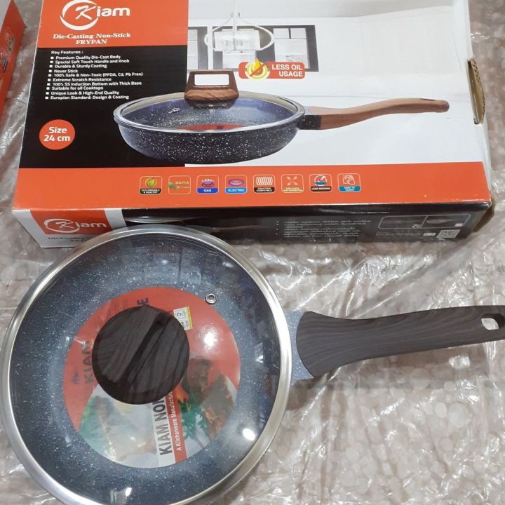 Kiam Non Stick Fry Pan Dai Casting With Glass Lid 24 Cm(Induction ...