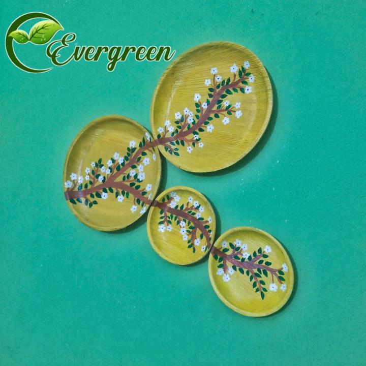 Hand Painted Supari Patar Plate For Home Decorations 4 Pieces Set ( 10/ ...