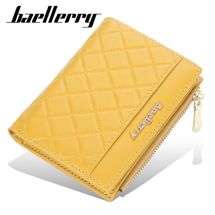 2022 New Mini Women Card Wallets Zipper Yellow Card Wallet PU Leather ...