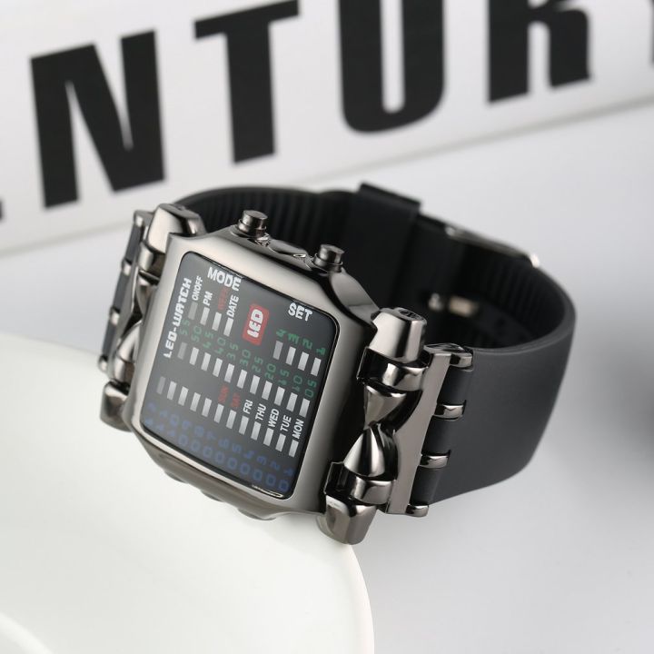 New Unisex Square Style Cool Colorful LED Digital Watch Binary Wrist Black | Daraz.com.bd