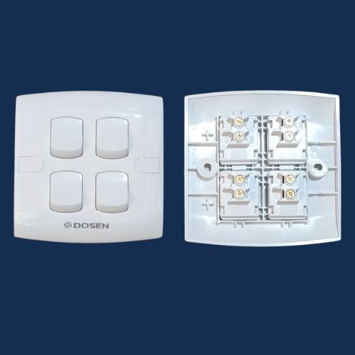 Dosen 4 Gang Switch- VP Series, 10A-250V~ White Color, Heat & Fire ...