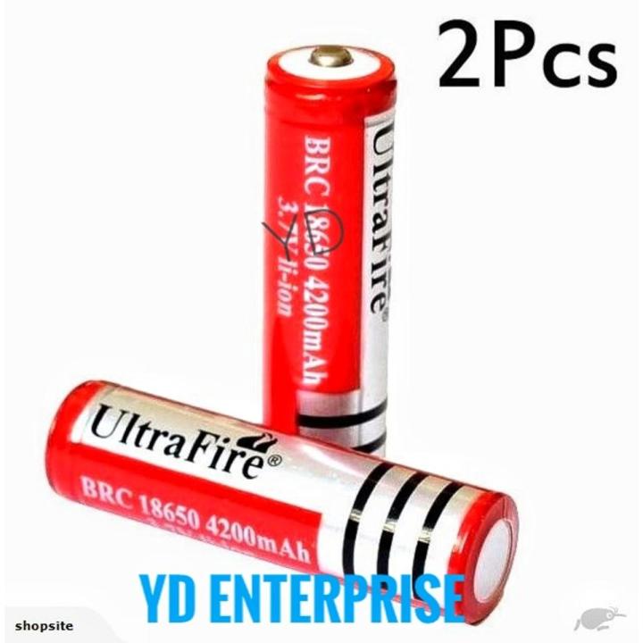 2pcs Ultra Fire BRC 18650 Lithium Li-ion Rechargeable Battery 3.7V ...