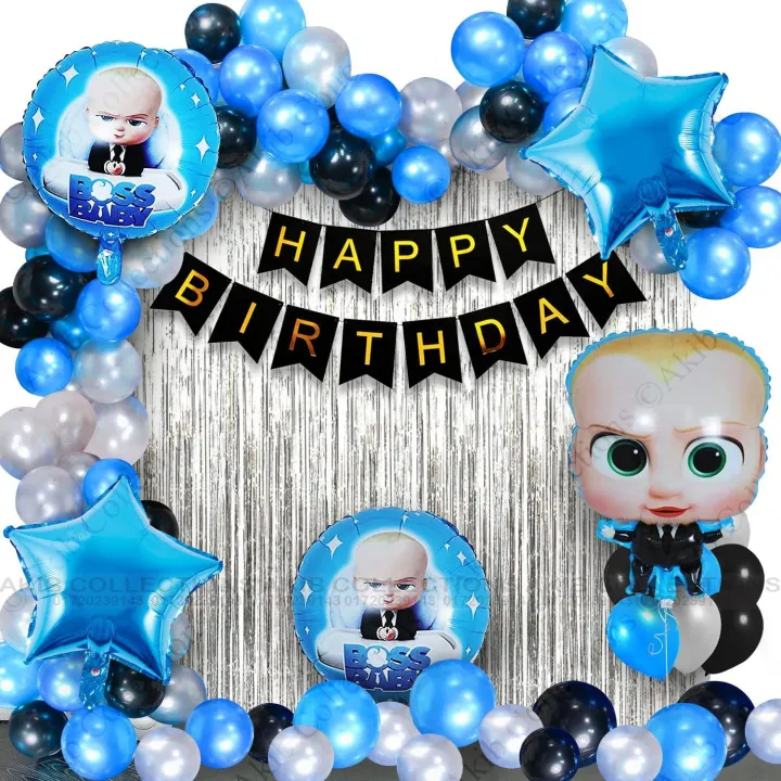 Boss Baby Theme Birthday Decoration Set for Boys, Blue, Birthday Party ...