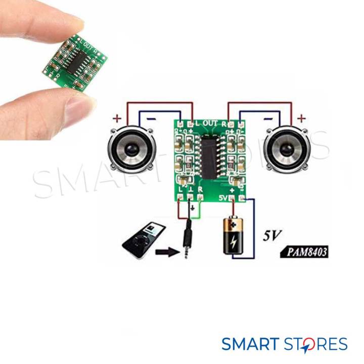 PAM8403 Super Mini Digital Amplifier Board 2 x 3W Class D Digital 5V ...