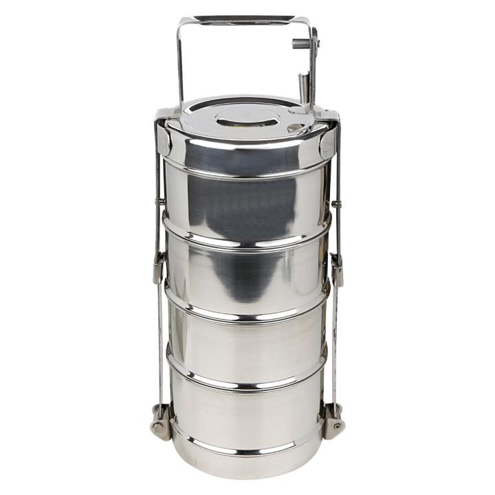 Stainless Steel Tiffin Carrier - 4 Bowl- Silver | Daraz.com.bd