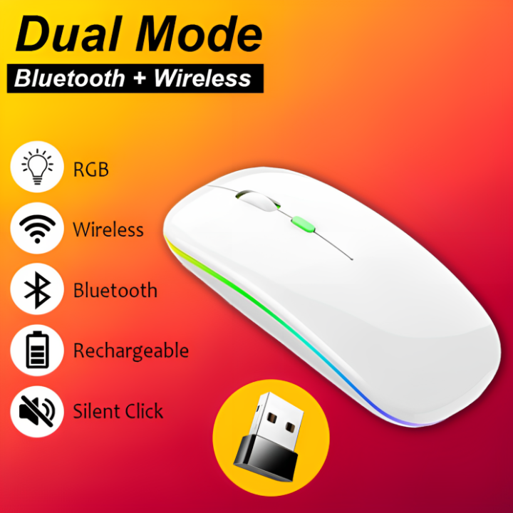 Rechargeable Wireless Bluetooth Rgb Ultra-Thin Mouse - Stylish Rgb ...
