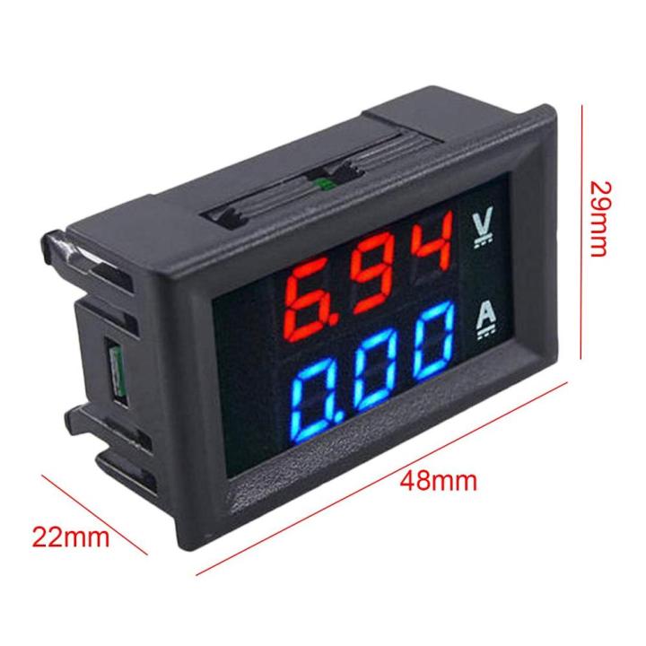 DC VOLT AND AMP METER DC 100V 10A Digital Voltmeter Ammeter 0.28" Blue ...