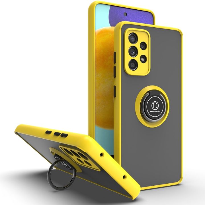 【3C VictoryEagle】Lthmy for Samsung Galaxy A52 / 4G Ring Holder Kickstand Matte Back Soft Bumper ...