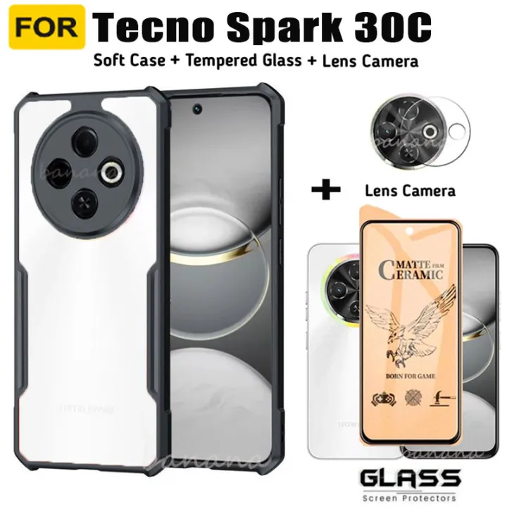 ShockProof Case for Tecno Spark 30C Ceramic Tempered Glass 3 in 1 Spark ...