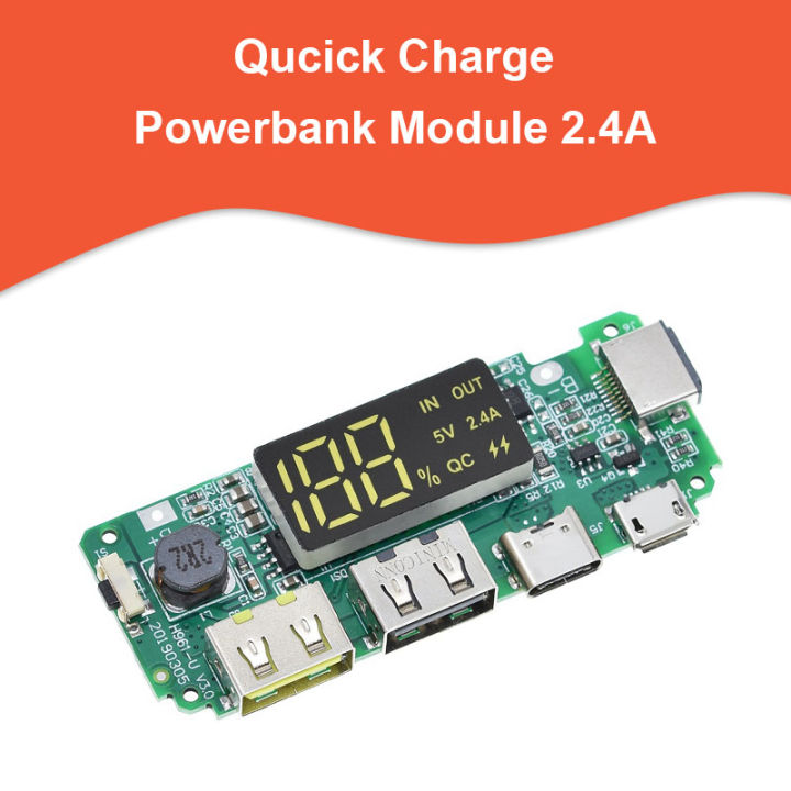 LED Dual USB 5V 2.4A Micro/Type-C USB Mobile Power Bank 18650 Charging ...