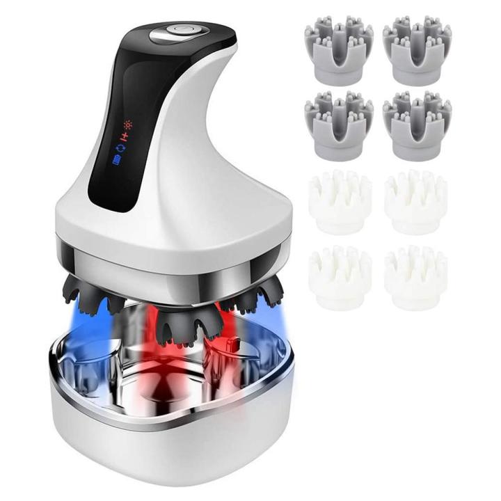 4D Magnetic Head Massager LED Red Blue Physiotherapy Multiple Kneading ...