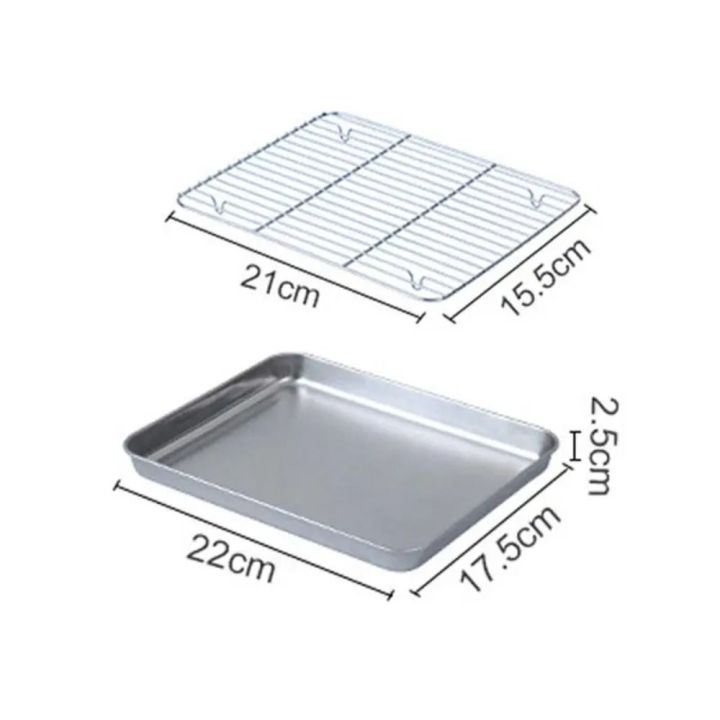 Multipurpose Stainless Steel Baking Pan Tray Square Removable Wire Rack ...