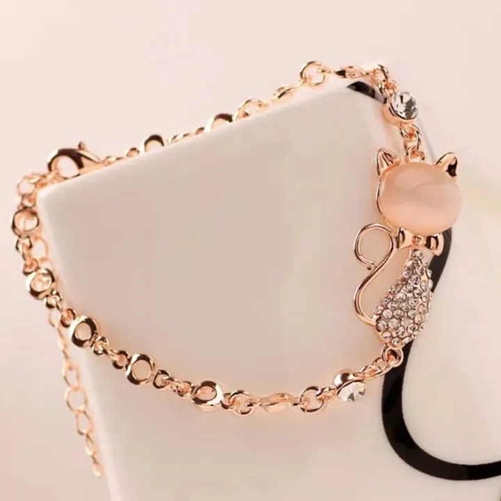 Rose Golden Alloy Lovely Cat Bracelets for Women Chain | Daraz.com.bd