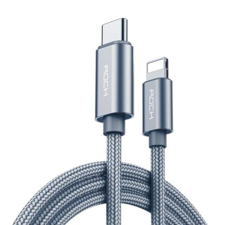 ROCK USB A To USB-C + C Lightning 2 In 1 Metal Charge & Sync Round ...