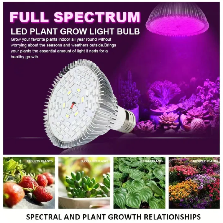 （New）Grow Light For Plant 18/40/78/120 LED Plant Growth Light Bulb E27 ...