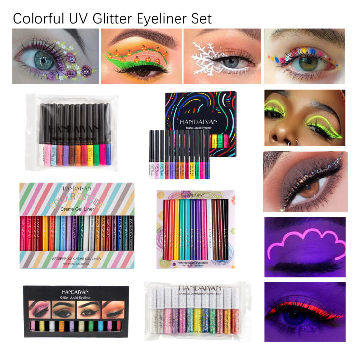 6/12/20 Colors Colorful Matte Eyeliner Set Makeup UV Glitter Eye Make ...