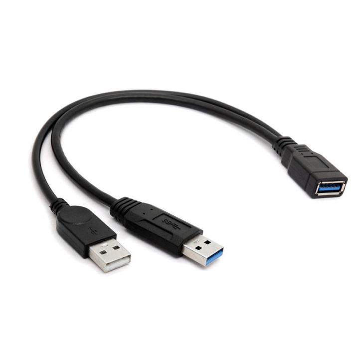 Extra Power Data Y Extension Cable USB 3.0 Female to Dual USB Type A ...