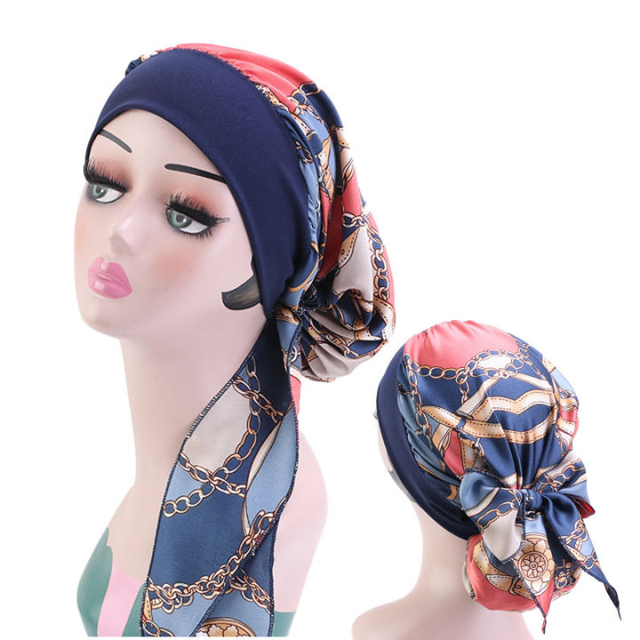 2020 Women Inner Hijabs Cap Muslim Head Scarf Turban Bonnet Head Wraps ...