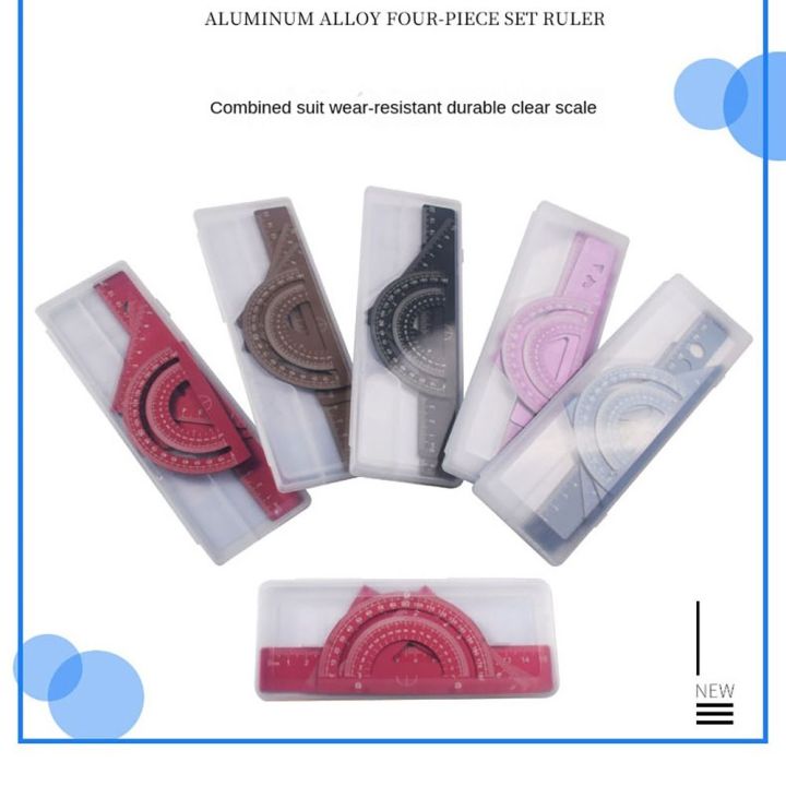 2024 4 in 1 Ruler Aluminum Alloy Combination Triangle Protractor ...