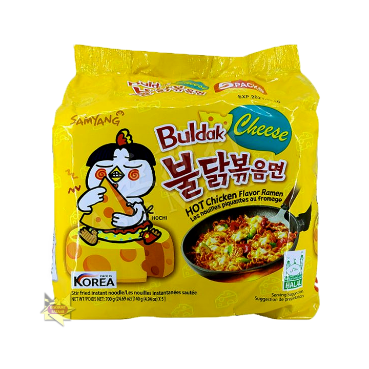 Korean Buldak Cheese Hot Chicken Flavour Noodles 5 in 1 pack 700gm ...