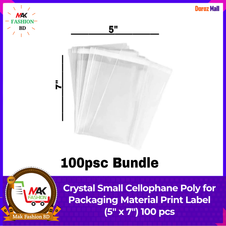 Crystal Small Cellophane Poly for Packaging Material Print Label 5" x 7 ...