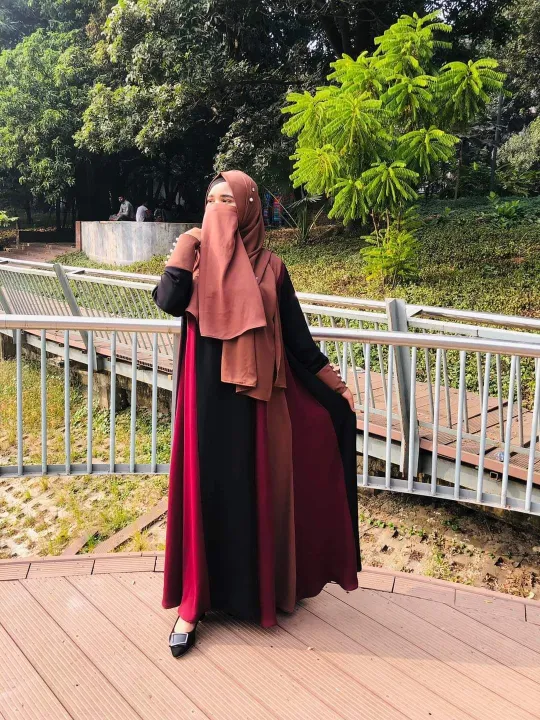 Versatile -Abaya E Mohona Rainbow with Big Hijab Solid color Dubai Cherry Georgette for women ...