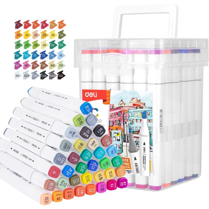 Deli 36 Pcs Instant Dry Dual Tip Art Markers | Daraz.com.bd