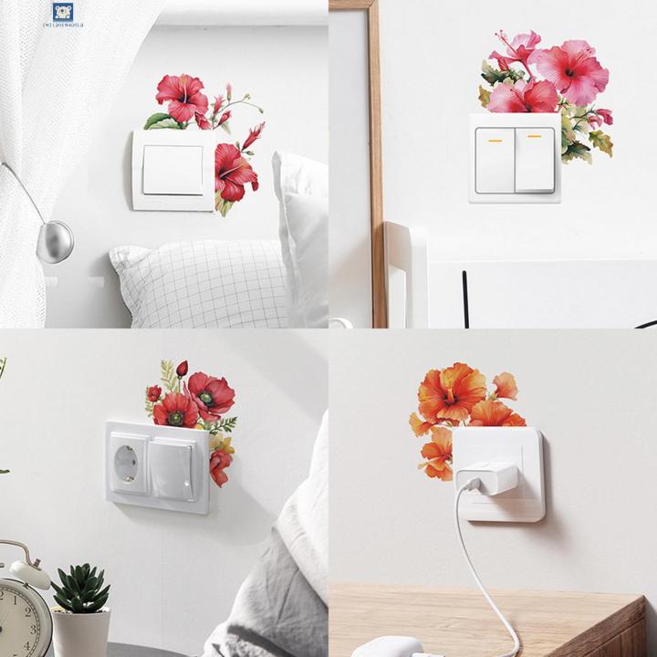Childrenworld Flower Switch Sticker Waterproof Floral Switch Sticker ...