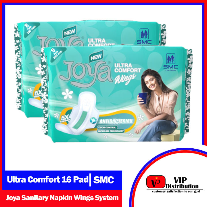 Joya Sanitary Napkin Ultra Comfort 8 x 2 = 16 Pads Combo Pack Wings ...
