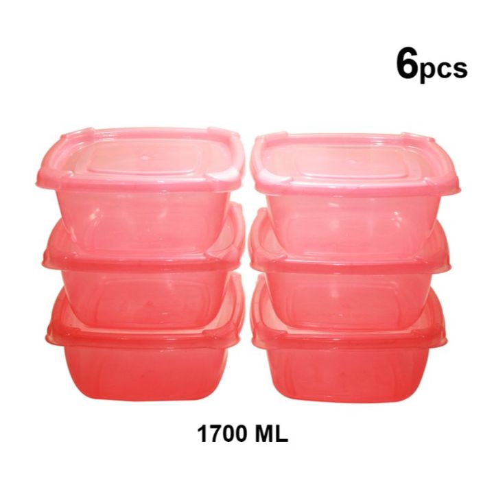 6pcs Plastic Food Storage Box With Lid - 1700 ML | Daraz.com.bd