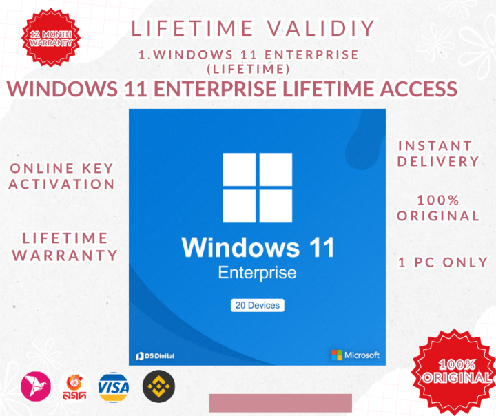 Windows 11 Enterprise Key Lifetime Validation (100% Genuine) (1 Year ...