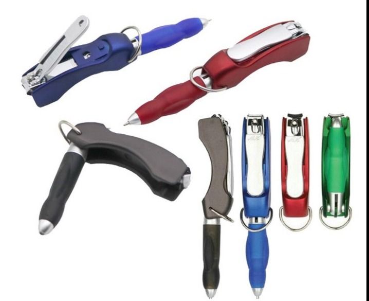 1PC Protable Key Chain Ballpoint Pen 0.7mm Blue Refill Folding Metal ...